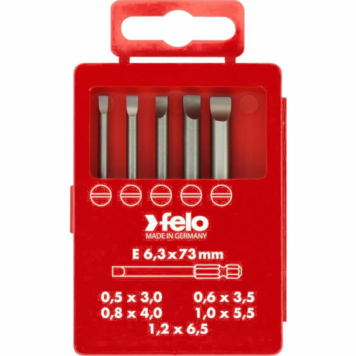 Набор бит FELO SL Industrial, 73мм, в кейсе, хром-молибден-ванадиевая сталь, 5 шт