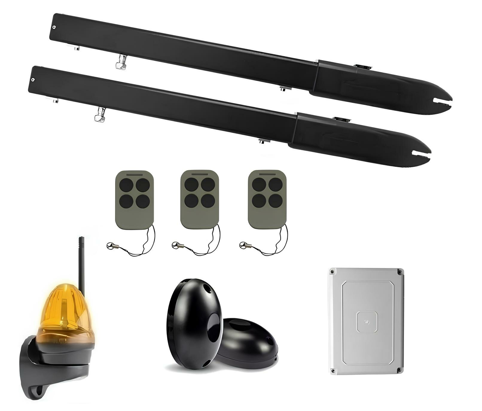 Автоматика для распашных ворот KSW-3000 FULL-T3, комплект: 2 привода, блок управления, 3 пульта, фотоэлементы, лампа