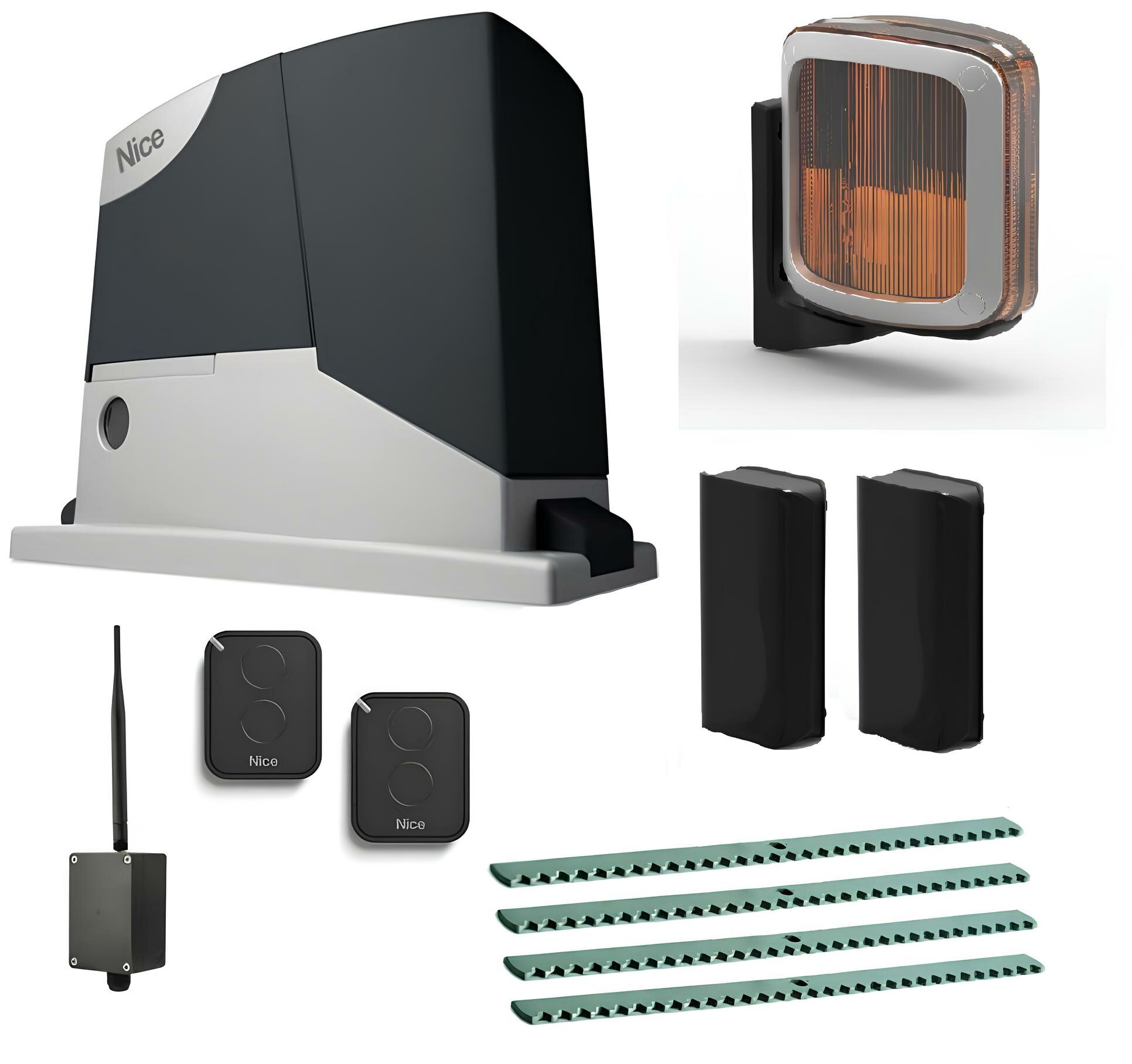 Автоматика для откатных ворот RD400KCE FULL4-K-BT, комплект: привод, 2 пульта, Bluetooth-модуль, фотоэлементы, лампа, 4 рейки