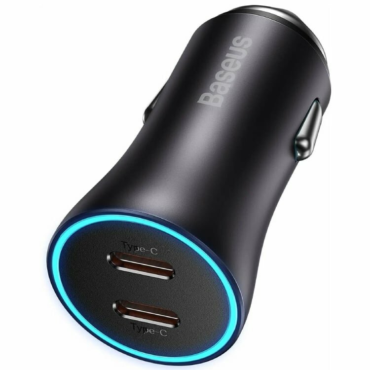 Автомобильное зарядное устройство Baseus Golden Contactor Pro Dual Fast Charger Car Charger C+C 40W, серый