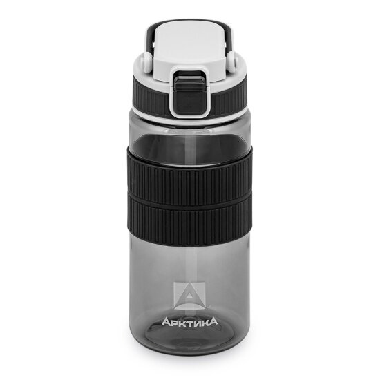Бутылка для воды Арктика 722-550, 550 мл, черная, с манжетом и питьевой трубочкой