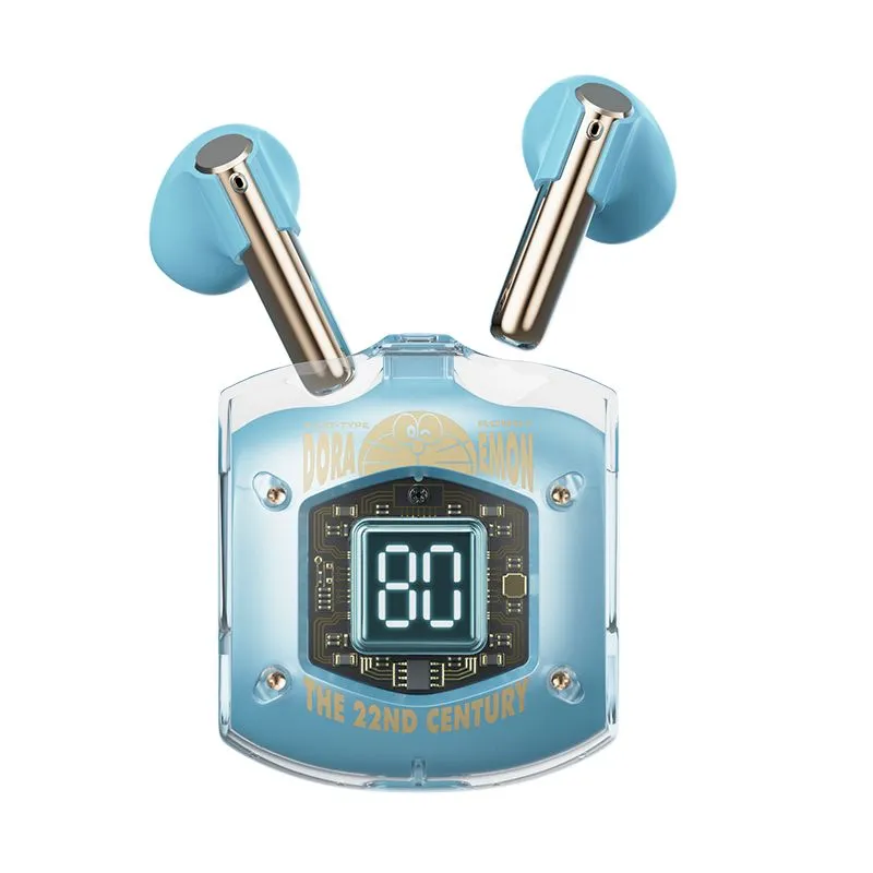 Беспроводные дизайнерский наушники Кот Дораемон ROCK Doraemon Air Bubble TWS Bluetooth Earphones синие