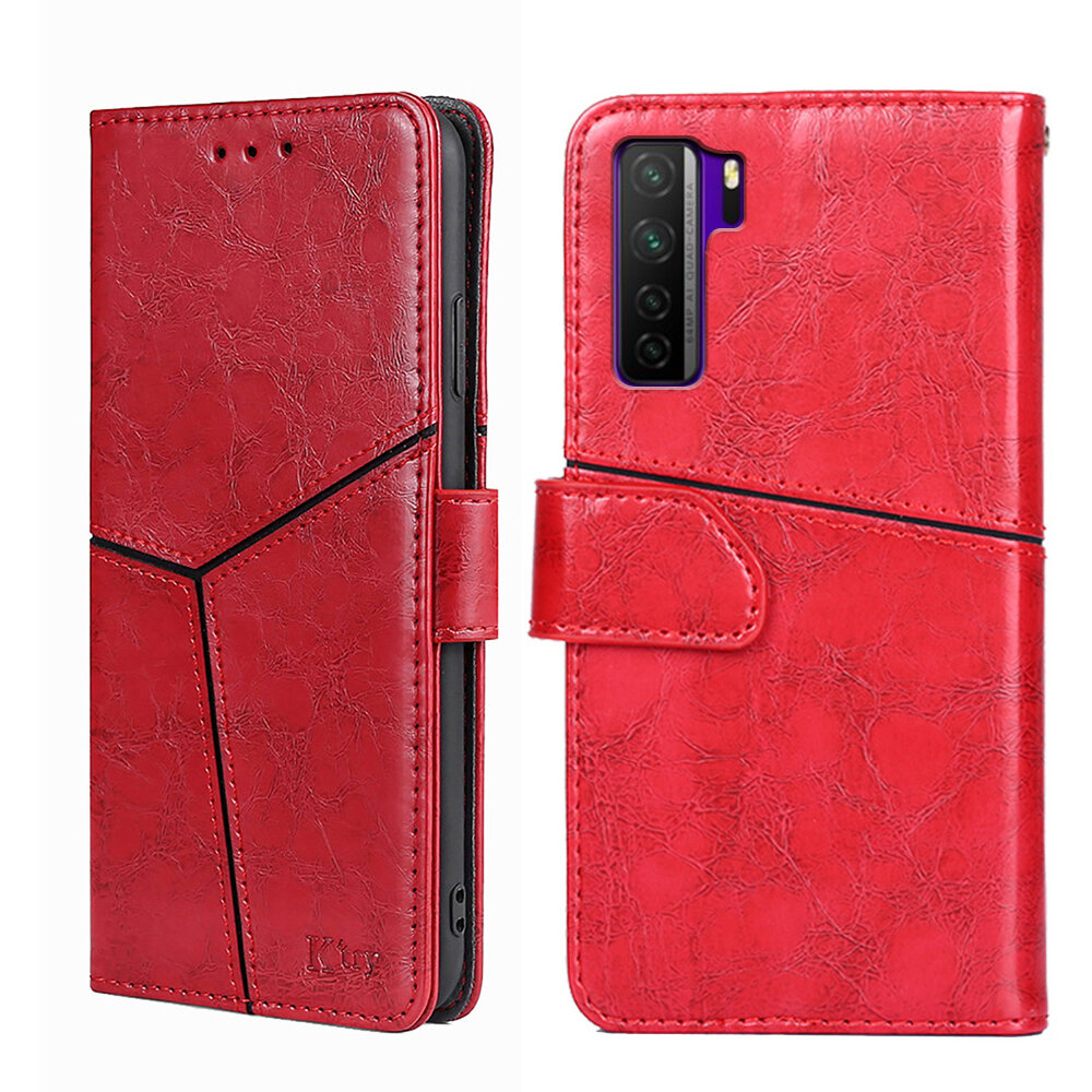 Чехол-книжка MyPads для Honor 30S / Huawei P40 Lite 5G /Nova 7 SE / Хонор 30s, объединяет геометрию (красный)