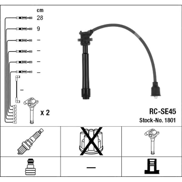 NGK 1801 (1801 / 3370580G00 / 3370586G00) rc-se45 к-кт проводов\ Suzuki (Сузуки) ignis / Liana (Лиана) / sx4, Fiat (Фиат) sedici
