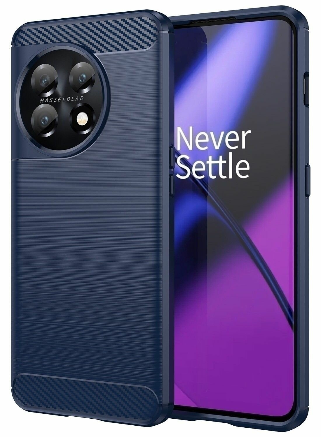 Чехол для OnePlus 11 силиконовый карбон сталь синий противоударный