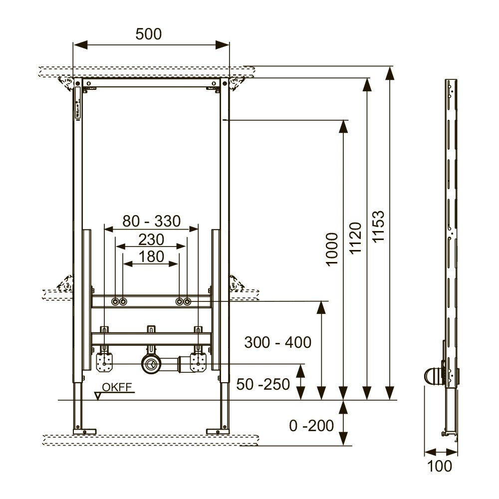 TECEbase модуль для установки биде, высота h1120мм 9330000