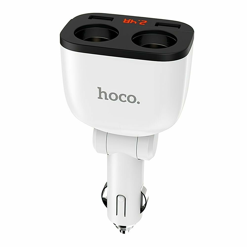 АЗУ разветвитель прикуривателя HOCO Z28 Power ocean 2xUSB,3.1А, LED,2 прикуривателя(белый)