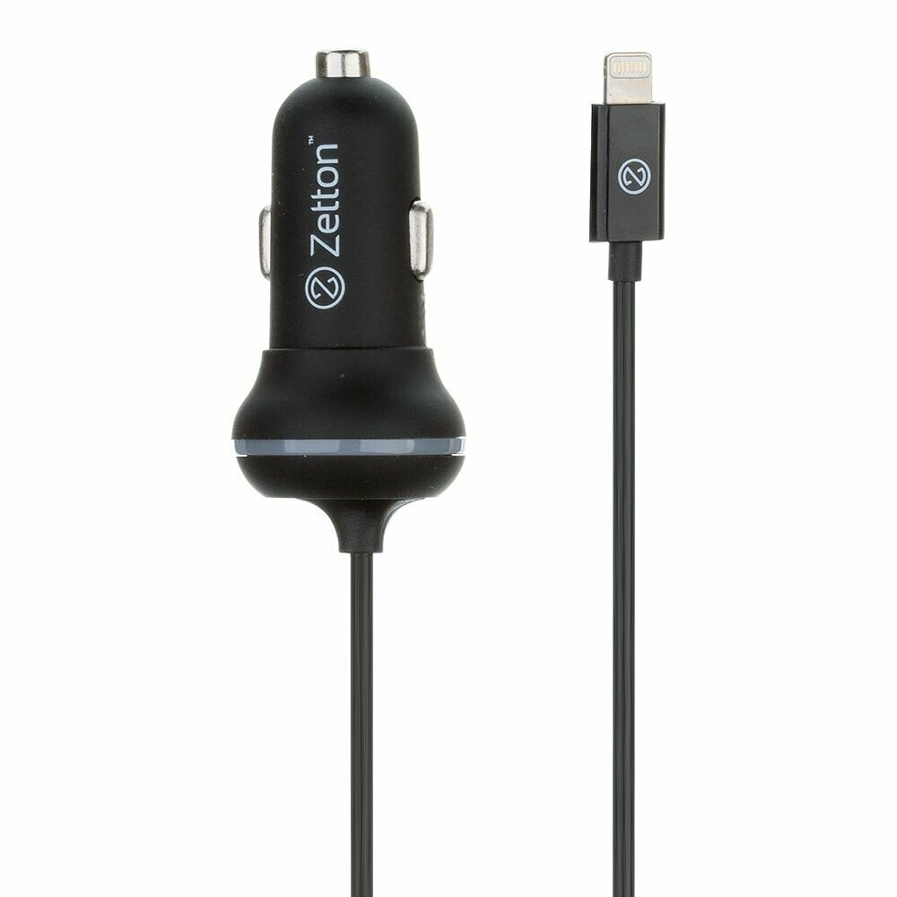 АЗУ с кабелем для Apple 8 pin и выходом USB ток зарядки 2.1А Zetton (ZTCC2AA8)