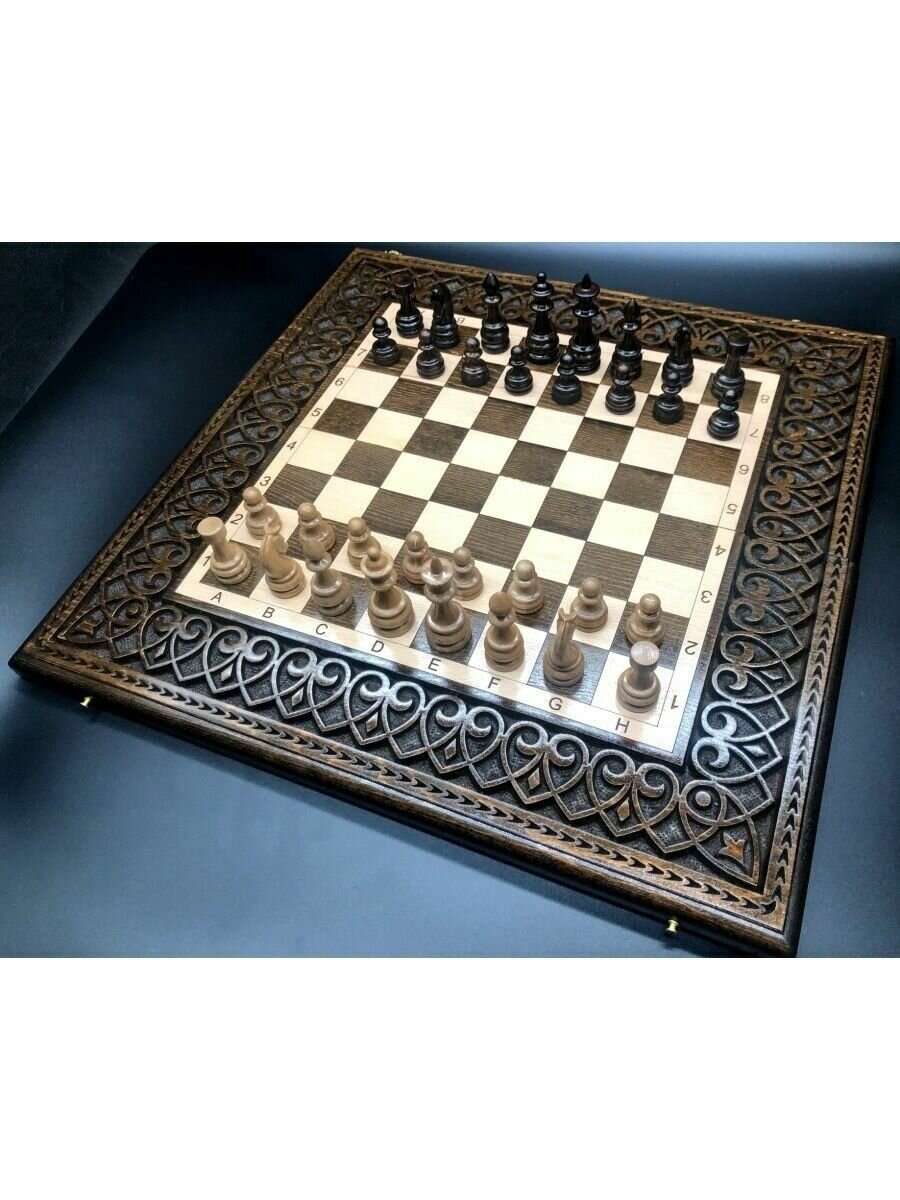 Шахматы + нарды "3 в 1" резные авторские "Династия-2"