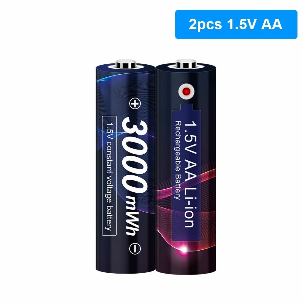 2 шт AA ( Пальчиковые ) литий-ионные Аккумуляторы/Батарейки 1.5V 3000mWh + коробка