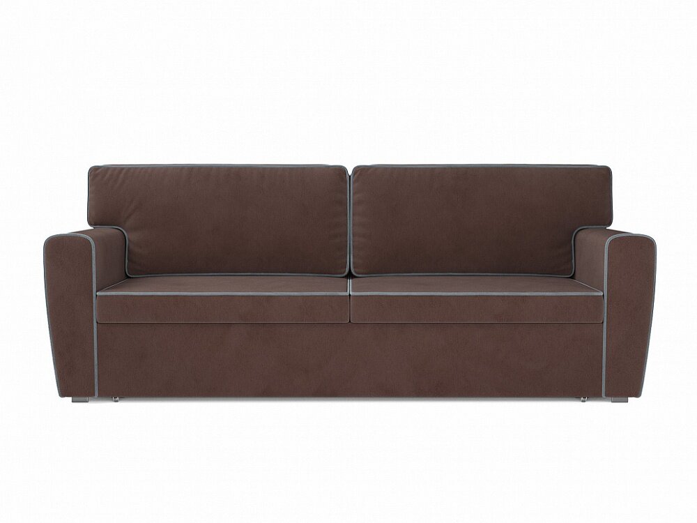 Прямой диван Оскар Эконом Коричневый с кантом Велюр, еврокнижка, 237х105х91 см, с ящиком для белья
