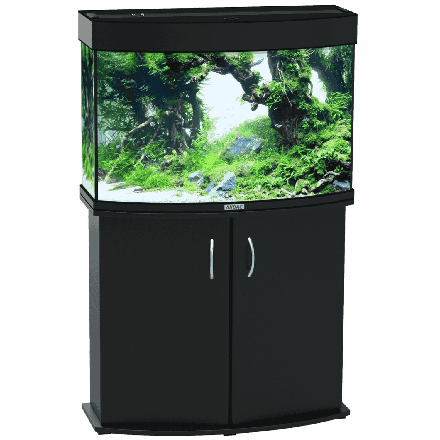 Аквариум панорамный 130 литров с освещением, крышкой и тумбой, (81*36*57 см) Аквас
