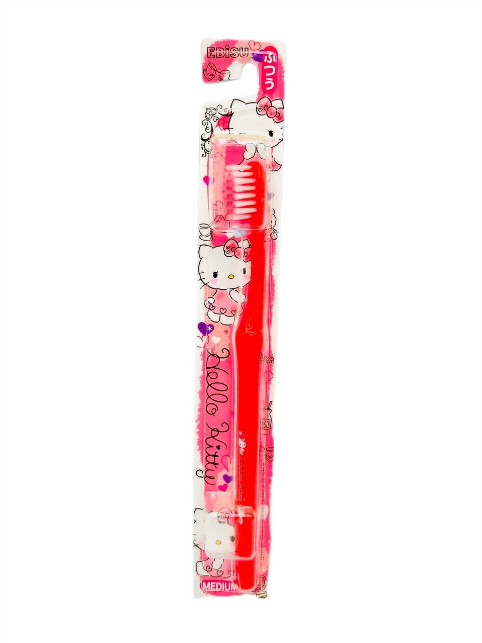 Детская зубная щетка EBISU Hello Kitty c 8 до 16 лет, средней жесткости, красная