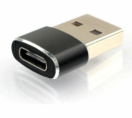 Переходник Cablexpert USB2.0, AM/Type-C(F), метал. коробкапус, Pro, черный, пакет A-USB2-AMCF-02