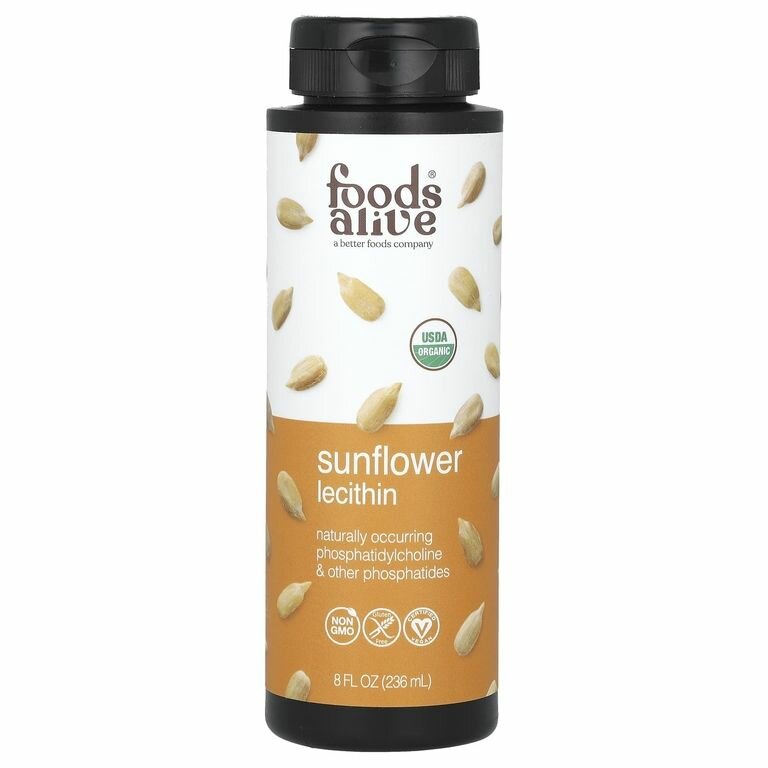 Foods Alive, Sunflower Lecithin, органический подсолнечный лецитин, жидкий, 236 мл