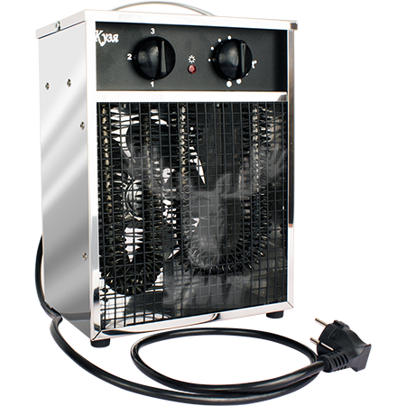 Калорифер электрический воздушный Кузьмич КЭВ-3, 3 кВт, корпус нержавеющая сталь (ТУ 3442-013-49110786-2002), 30 м2