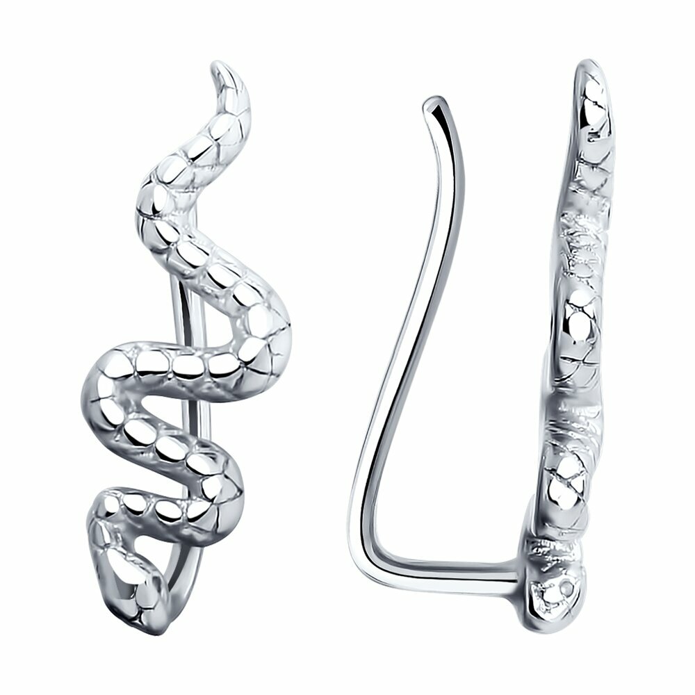 Серьги клаймберы, серебро, 925 проба