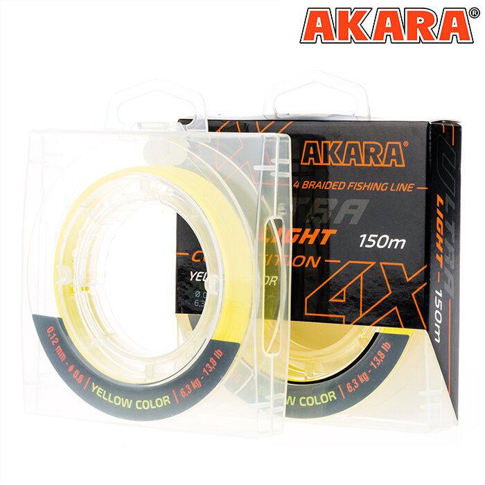 Шнур Akara Ultra Light Competition желтый, 150 м, тест 5,5кг d 0.1мм