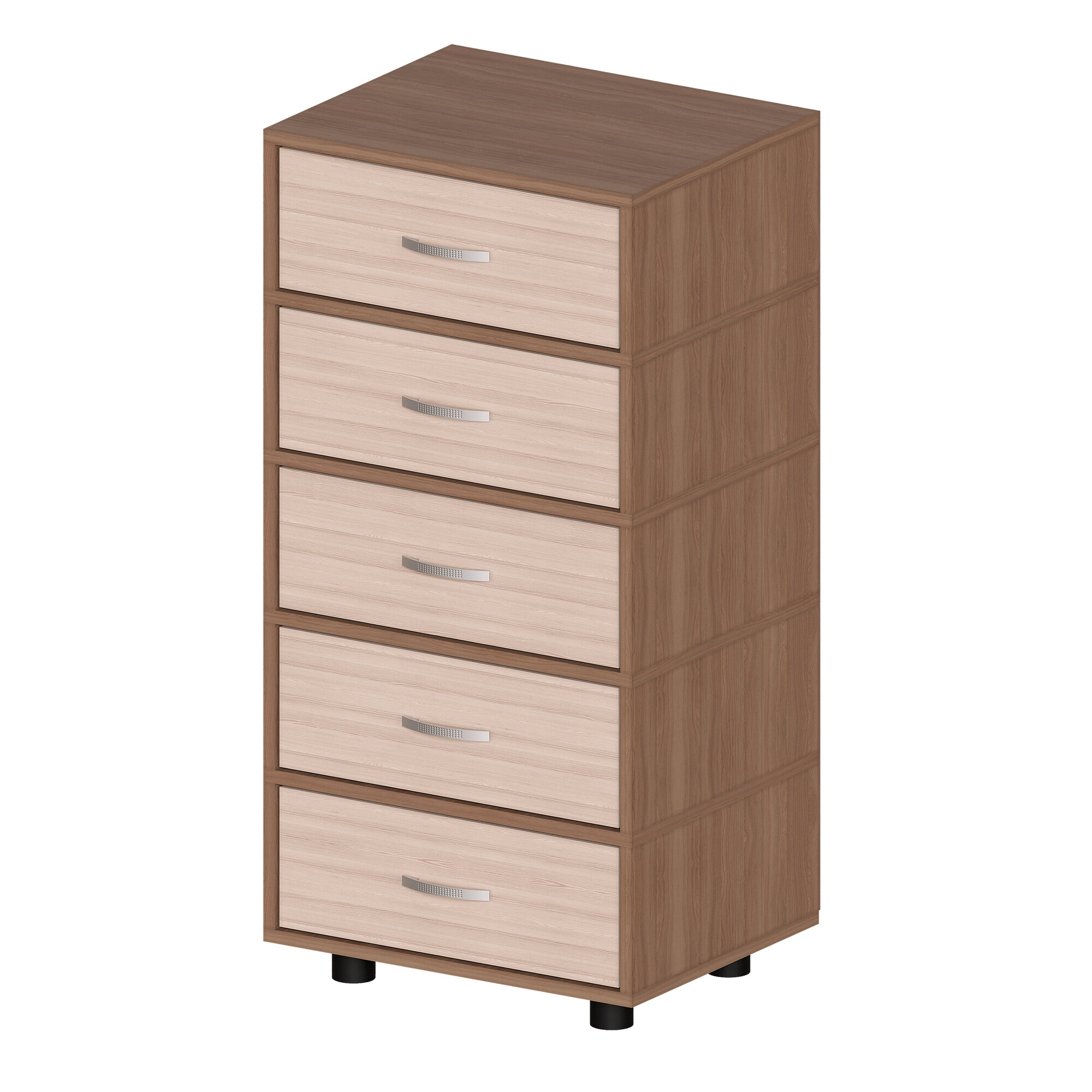 Комод СитиМебель-7 Ширина 40 см, Глубина 50 см, Высота 103 см, цвет: каркас Ясень шимо темный, фасад Ясень шимо светлый