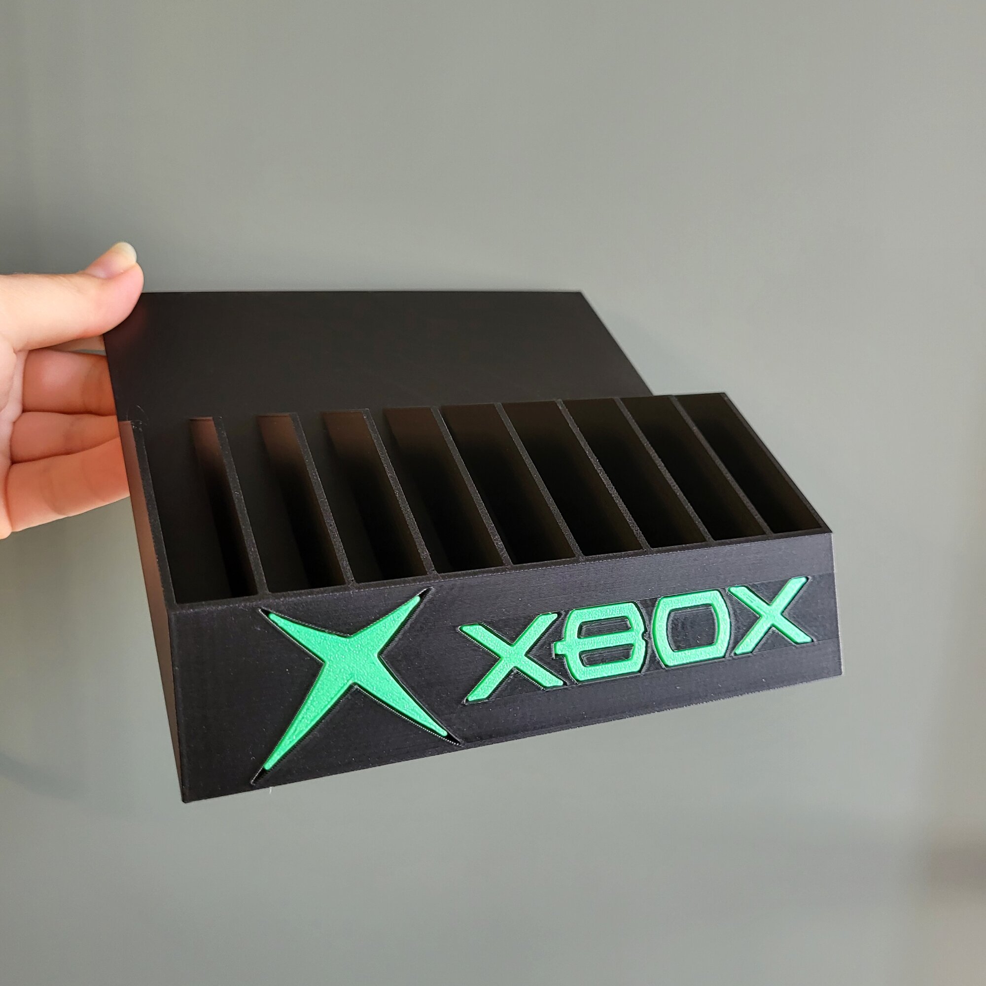 Подставка для картриджей "XBOX Original", пластик, для Xbox и Xbox 360, чёрная, зелёная, 9 слотов