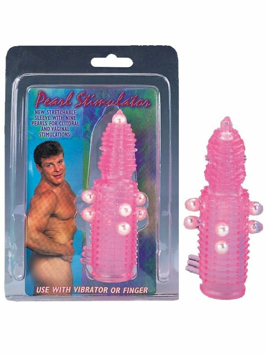 Мужская насадка на пенис с бусинами "PEARL STIMULATION PINK" 11см