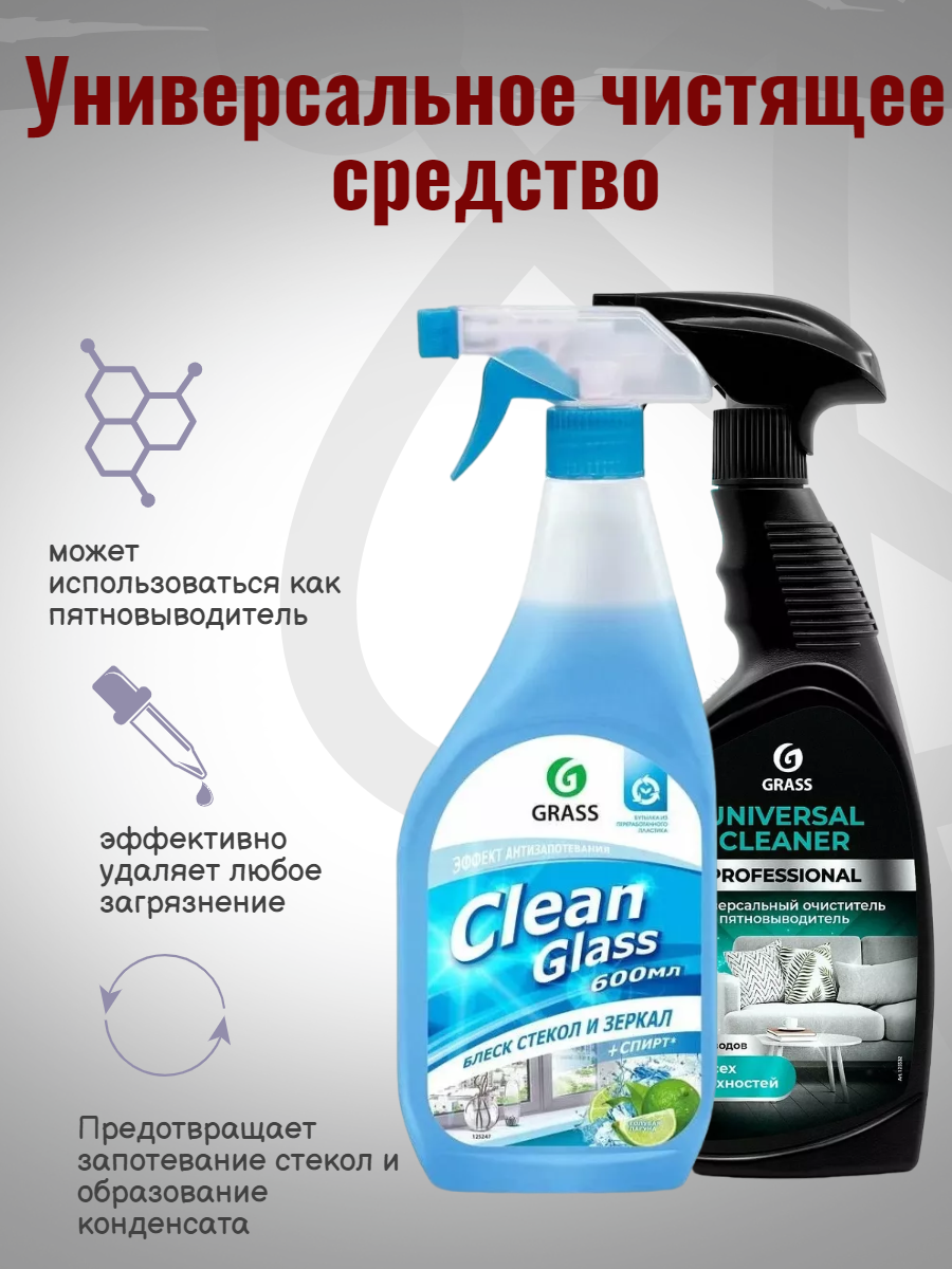 Универсальное чистящее средство Grass 600мл, Спрей для мытья окон 600мл