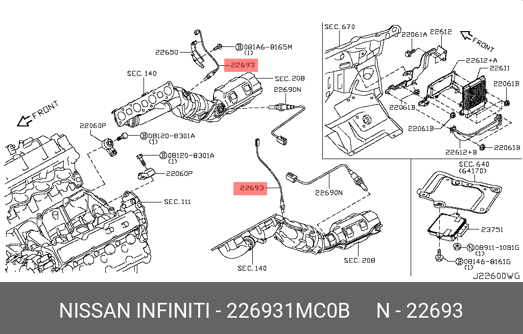 Кислородный датчик Nissan 22693-1MC0B
