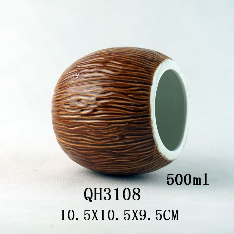 Чашка из кокосовой скорлупы, тики-чашка, коктейльная чашка, гавайская тики-чашка, керамическая чашка, чашка из кокосовой скорлупы с цветовыми блоками.