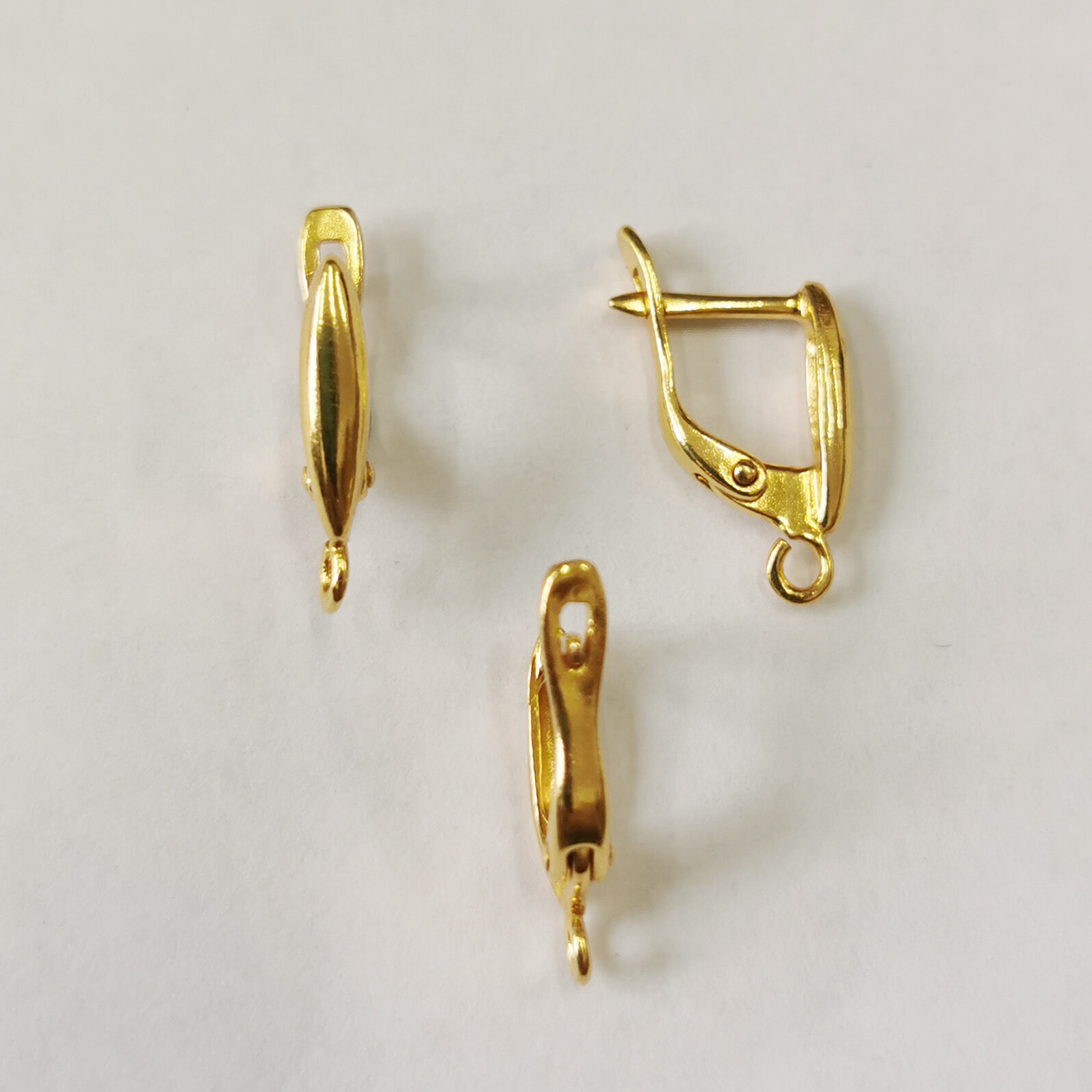 Швензы закрытые, 15.5х3мм, с английским замком, Рис, базовый материал - латунь, позолоченные, пара