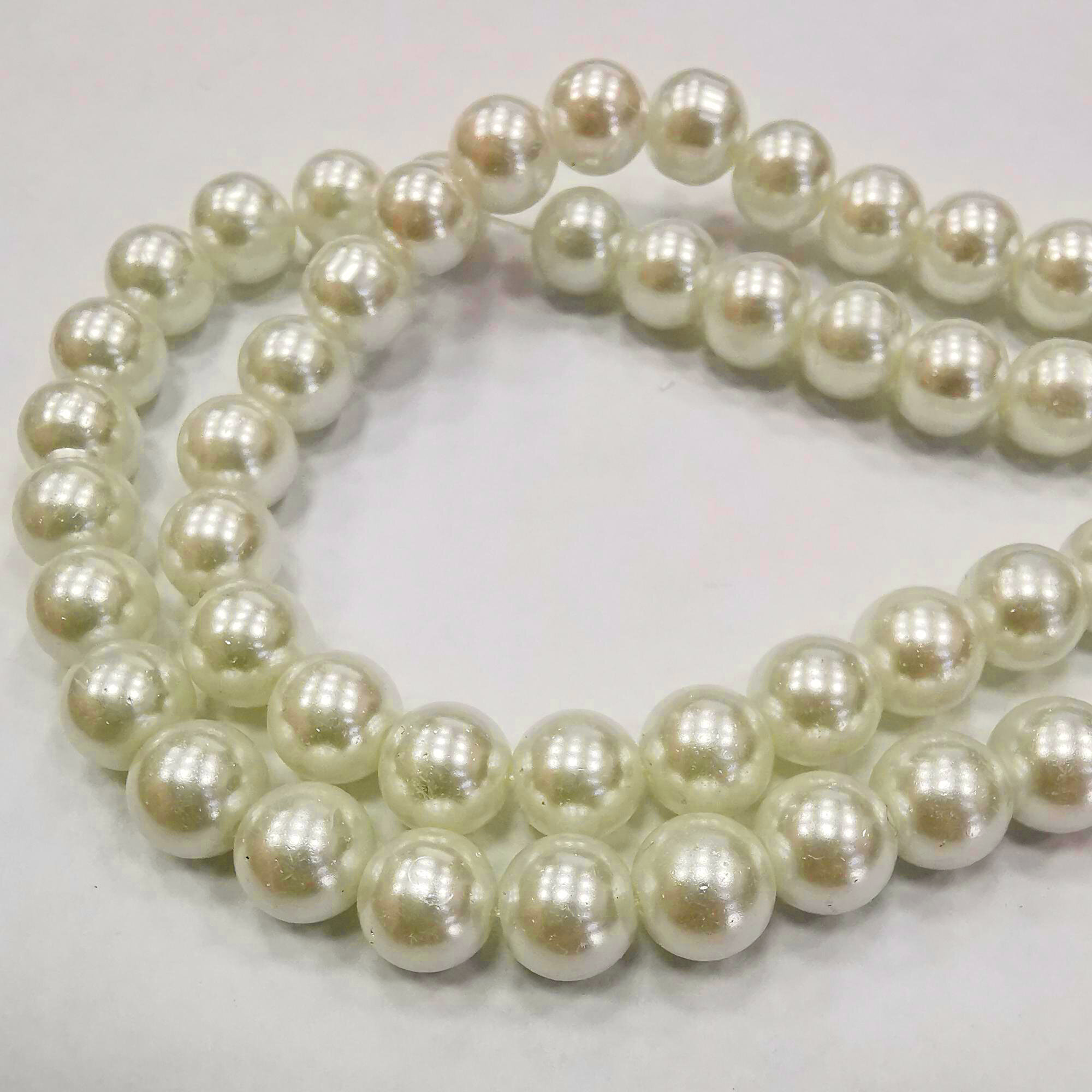 Бусина стеклянная, 8мм, жемчуг искусственный, айвори, 100 шт, низка