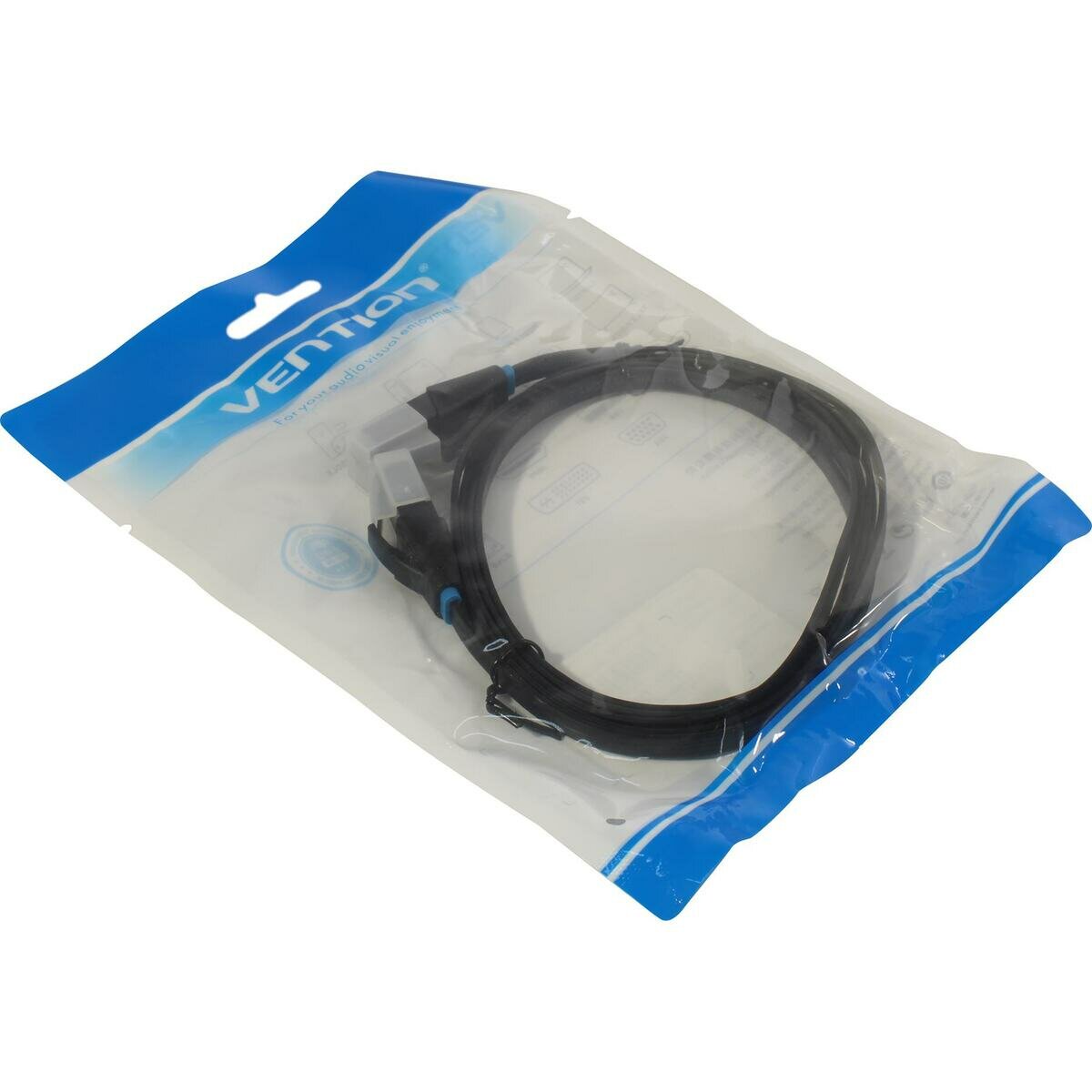 Patch Cord UTP кат.6 1.5м, чёрный, плоский