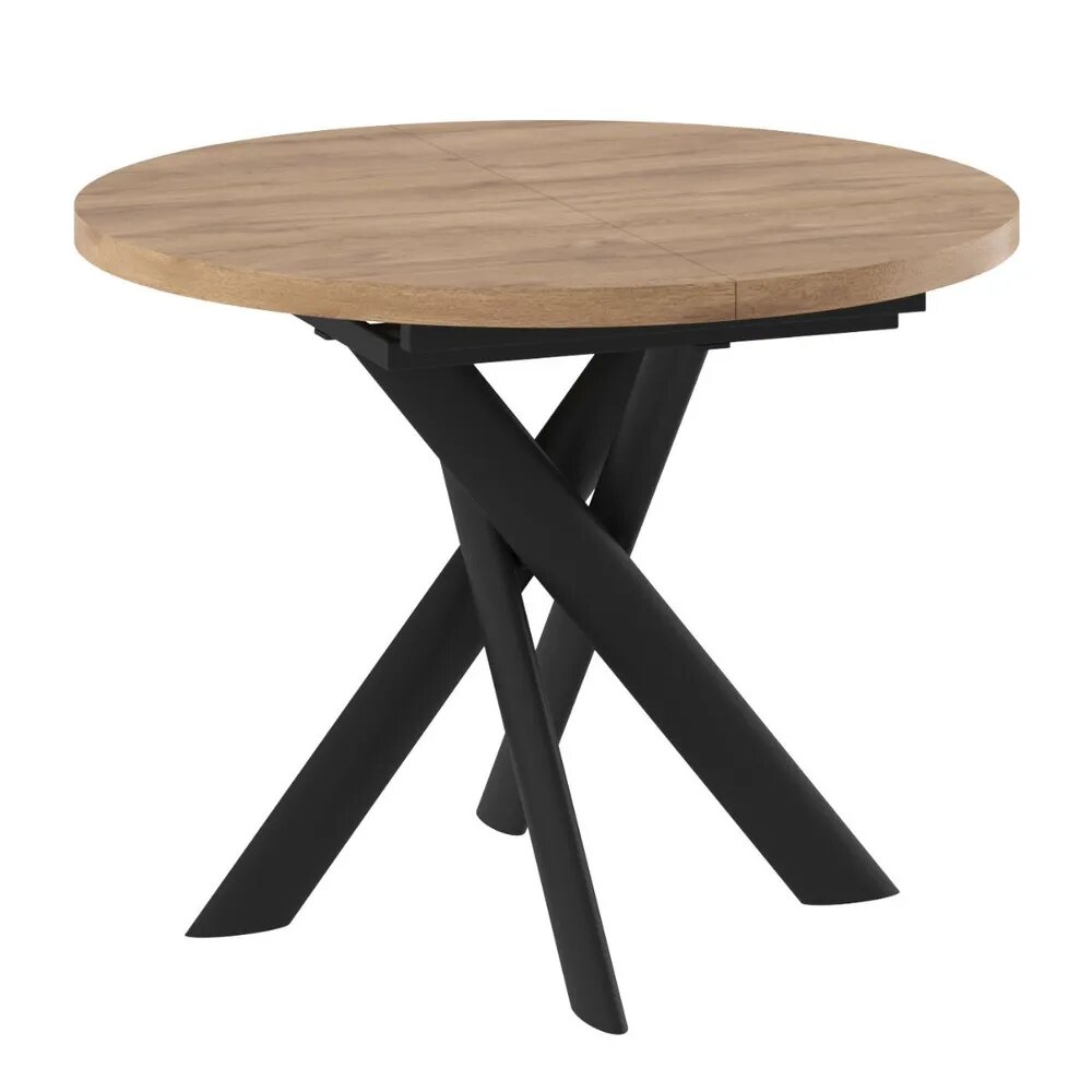 Стол раздвижной мамадома Рональдо D100 Дуб Веллингтон/Черный