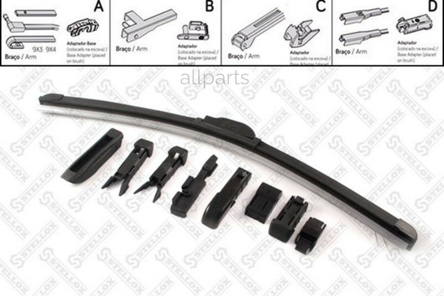 STELLOX 204010SX щетка! б/каркас, 8 перех. 425/17'\ Audi, Ford, Honda, Kia, Mazda, MB, Opel, VW