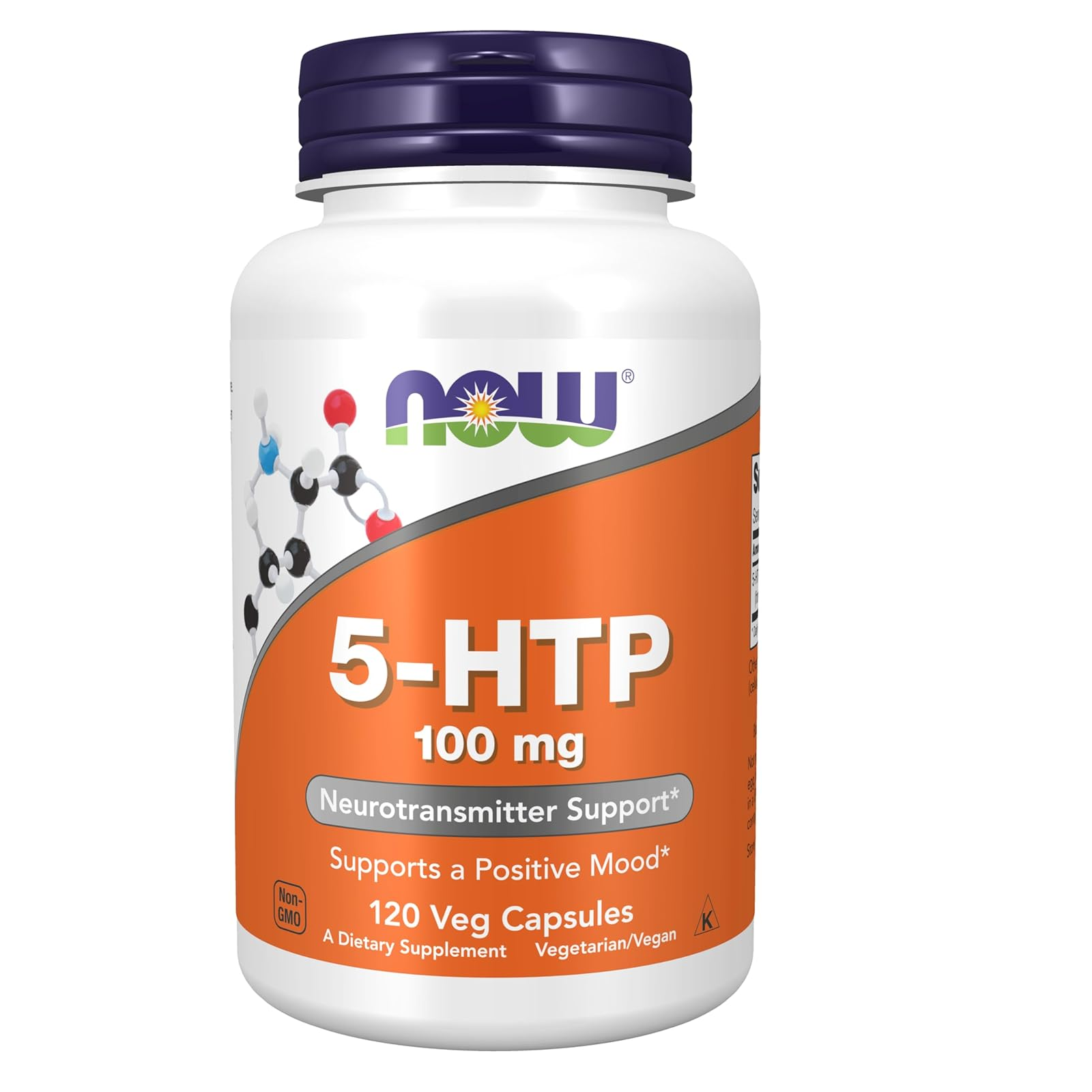 5HTP, 100 мг, 120 вегетарианских капсул, 5-гидрокситриптофан Now, 5-HTP