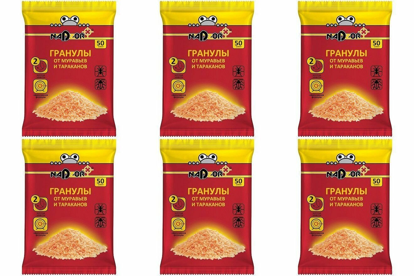 Nadzor Гранулы от муравьев и тараканов, 50 г, 6 шт
