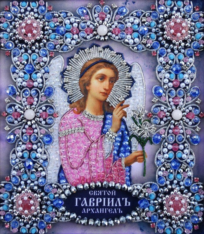 Набор для вышивания Хрустальные грани #ИИ-52Б Архангел Гавриил (серебро), Вышивка бисером, 16.5 х 19 см