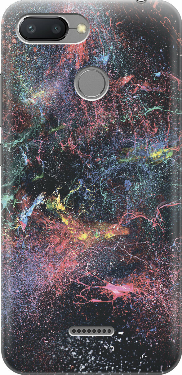 Силиконовый чехол Красочные брызги ка черном на Xiaomi Redmi 6 / Сяоми Редми 6