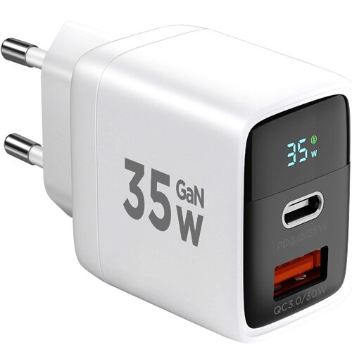 Адаптер питания USB-C/A 3.4А 2 порта Cablexpert MP3A-PC-52 индикатор зарядки 35W PD3.0 + QC4.0 - белый