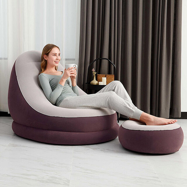 Надувное кресло с пуфиком Comfort Cruiser 122*94*81 см, бордовое, Bestway, 75053-2