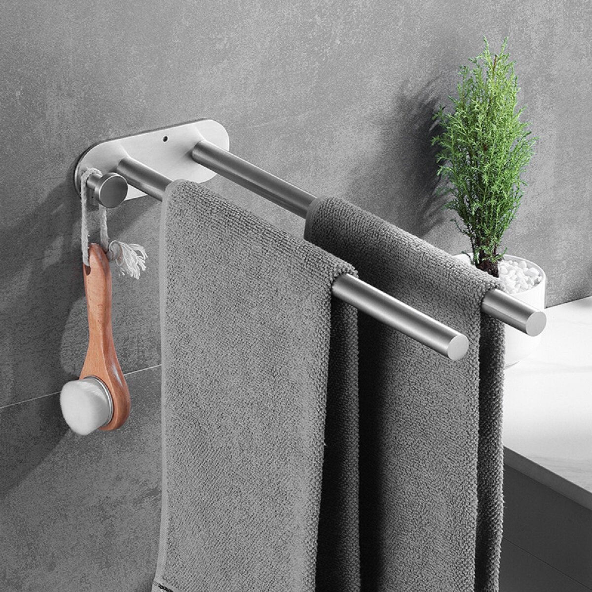 Полотенцедержатель BGL Plan 400 клейкая основа/шурупы двойной, 40х14х8 см, матовый хром