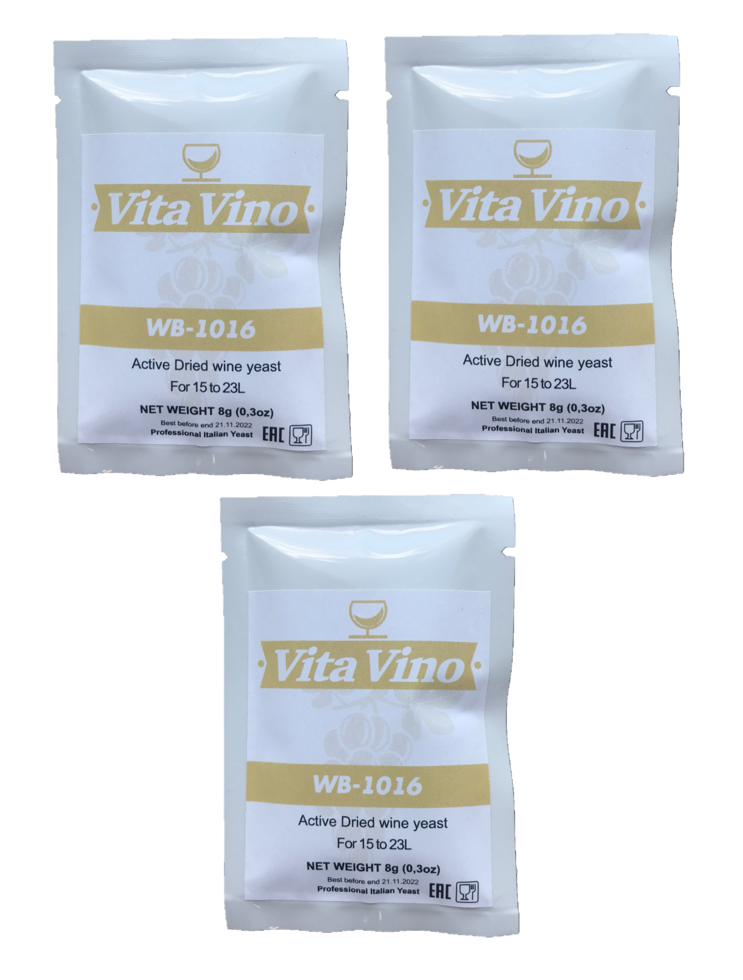 Дрожжи винные Vita Vino для белого вина / WB-1016 (комплект 3 шт)