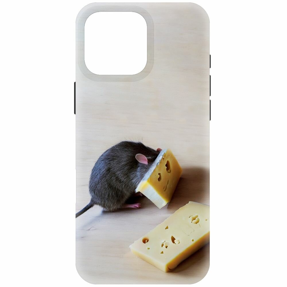 Чехол-накладка Krutoff Soft Case Мышь и сыр для iPhone 16 Pro Max черный