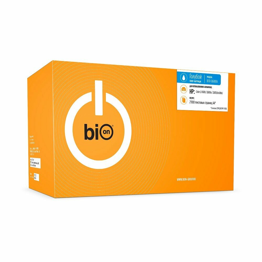 Картридж Bion BCR-Q6001A для HP 1600/ 2600/ 2605/ CM1017/ 1015 MFP Голубой, 2000 страниц