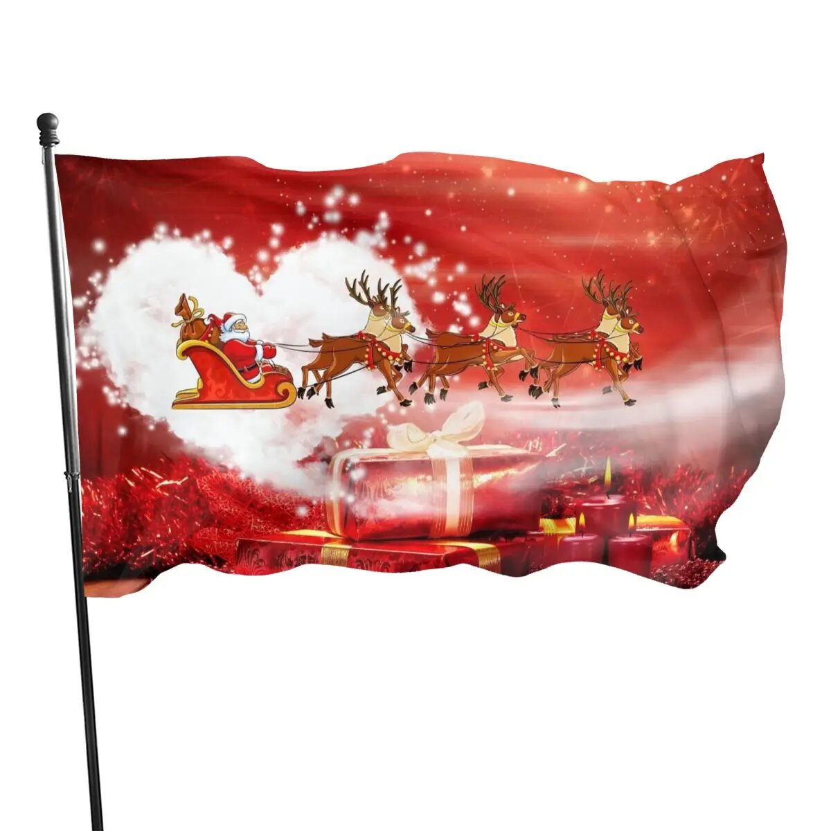 Красный флаг лося с Рождеством и металлическими втулками, новогодний праздничный флаг, рождественская вечеринка, сад, двор, дом, украшение в помещении и на открытом воздухе