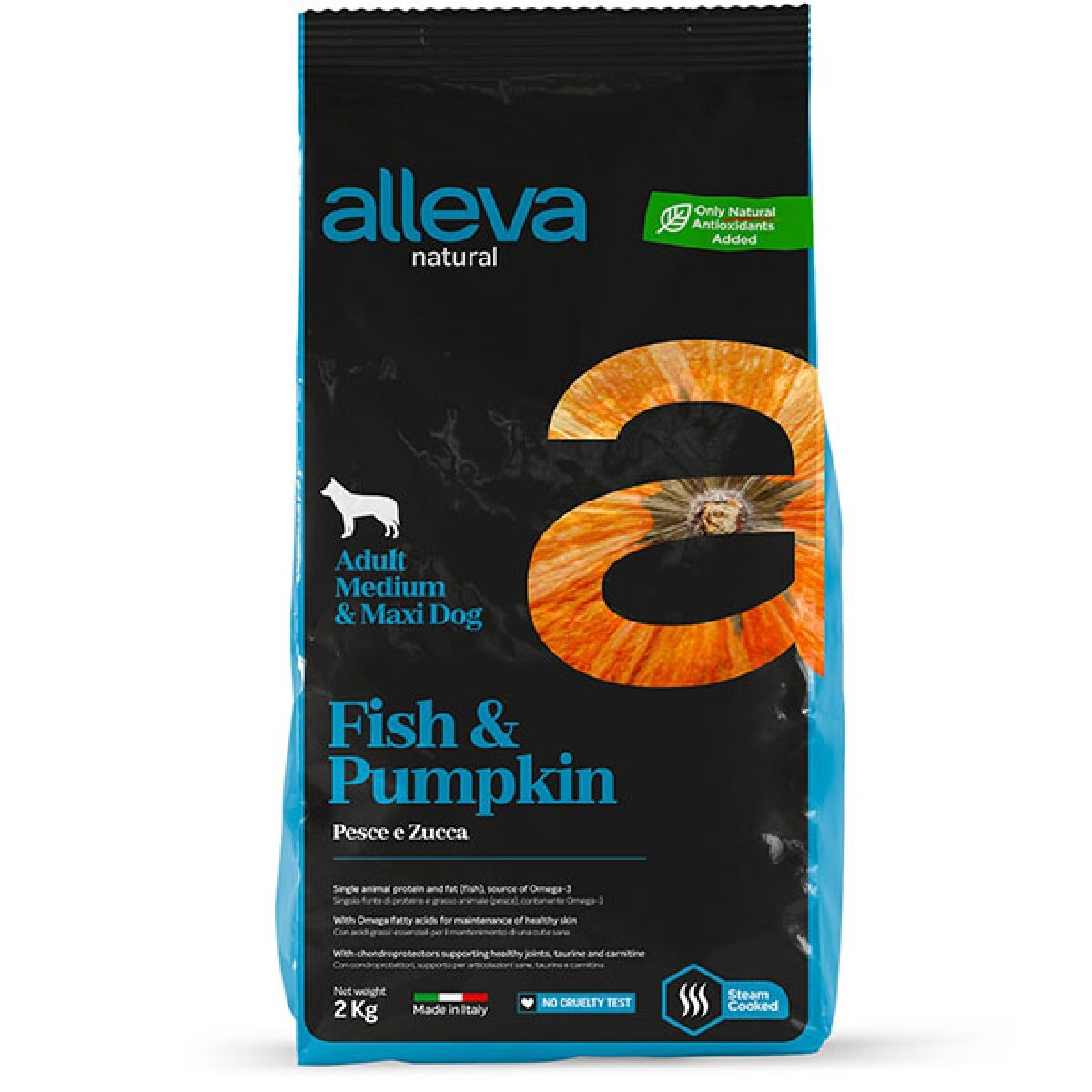 ALLEVA NATURAL Корм сухой для взрослых собак с рыбой и тыквой Мини 2 кг