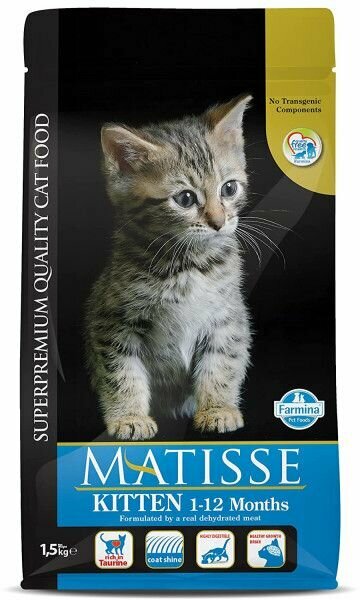 Корм сухой Farmina Matisse Kitten, для котят, беременных и кормящих кошек, с курицей, 1,5кг срок до 18.01.27