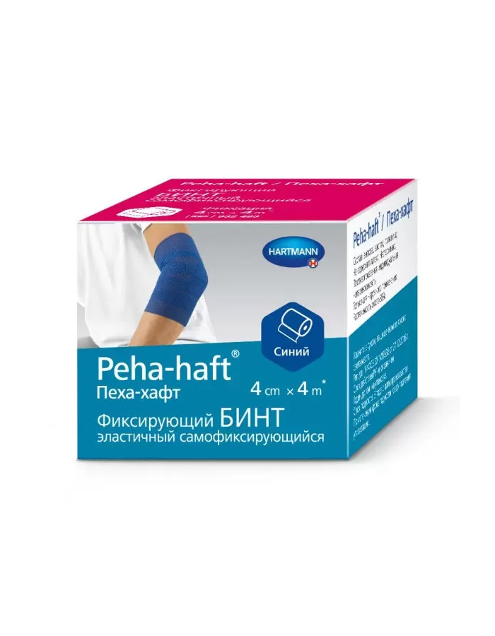 Peha-haft, бинт самофиксирующийся без латекса (4 м х 4 см) синий, 1 шт.