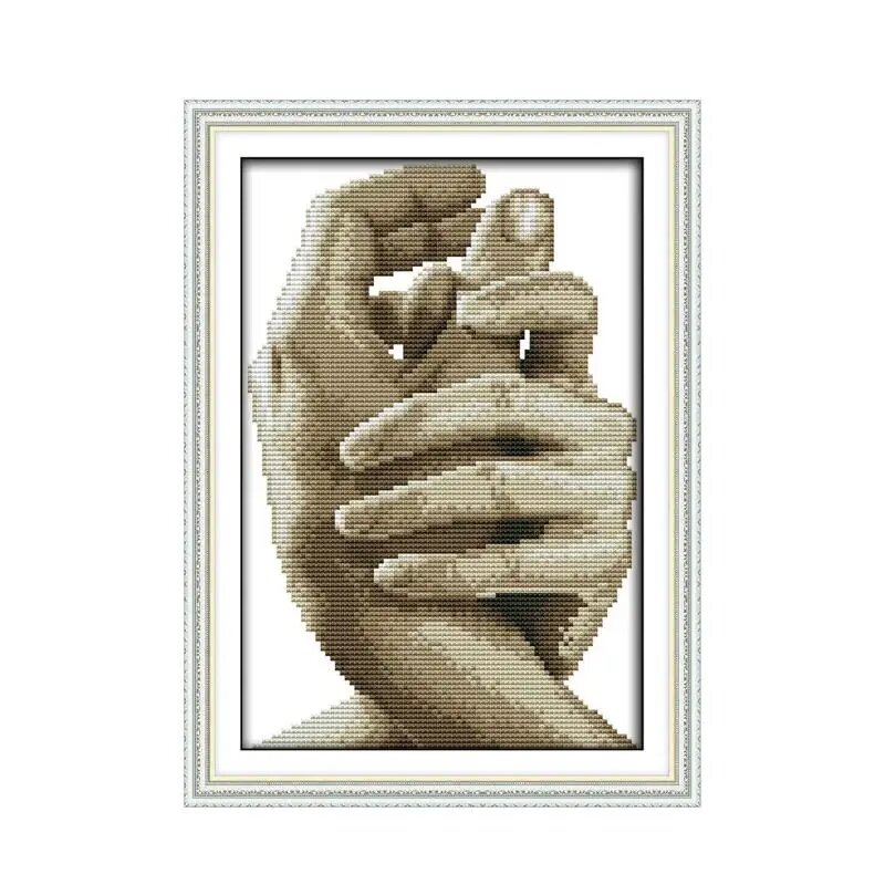 Рукопожатие, чтобы помочь друг другу, черно-белая рукоделие, вышивка крестиком, теплая картина с любовью