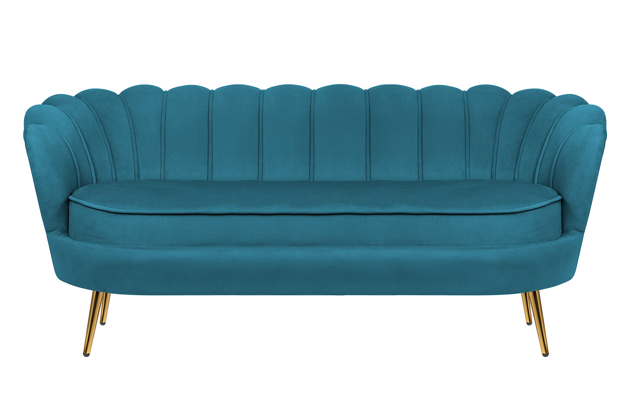 Прямой дизайнерский диван ракушка, Pearl triple marine, сине-зеленый