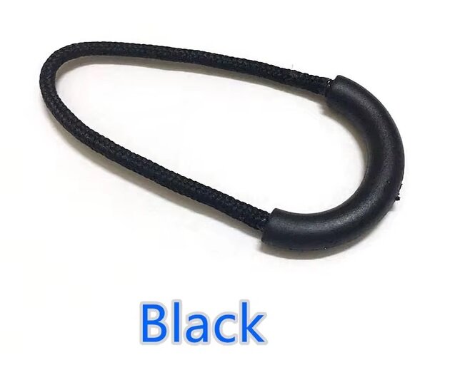 U образный шнур пуллер для молнии (застежка, держатель, язычок для бегунка молнии) съемный, ткань+пластик, черный, 2шт.